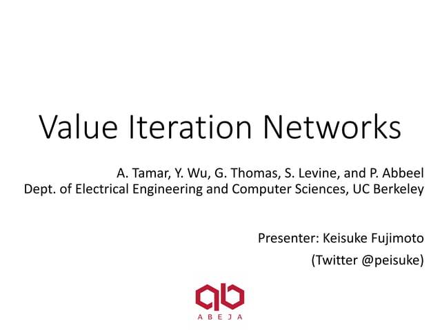 Value Iteration Networks Pdf Robotics Technology And Computing