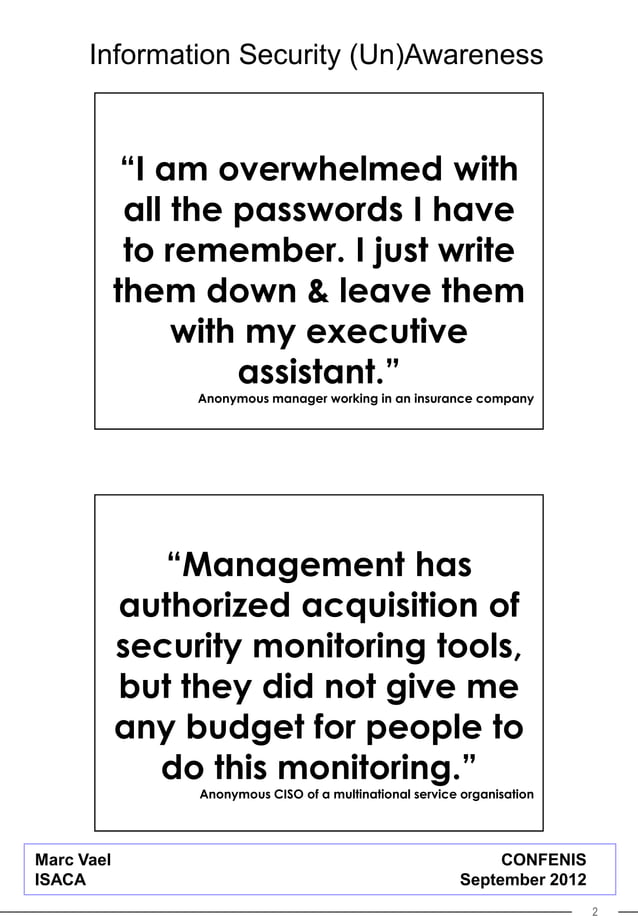 Information security (un)awareness by Marc Vael | PDF | IT and Internet ...