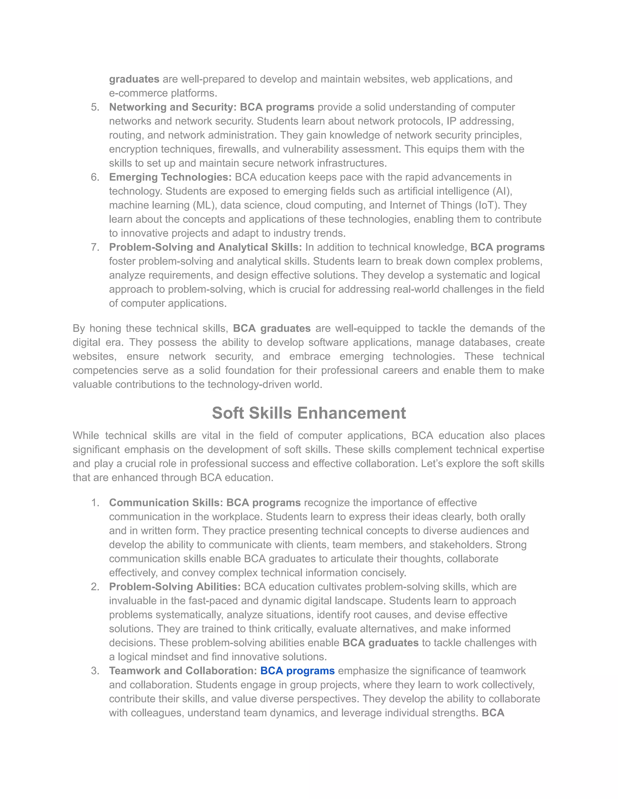 Value of BCA Course | PDF