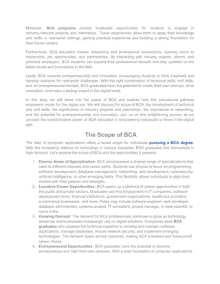 Value of BCA Course | PDF
