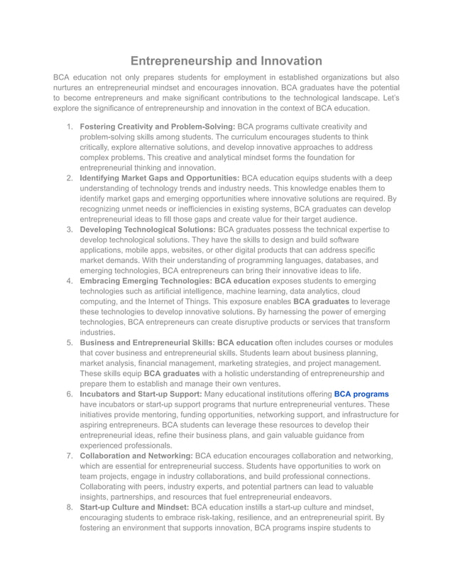 Value of BCA Course | PDF