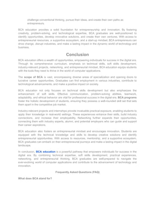 Value of BCA Course | PDF