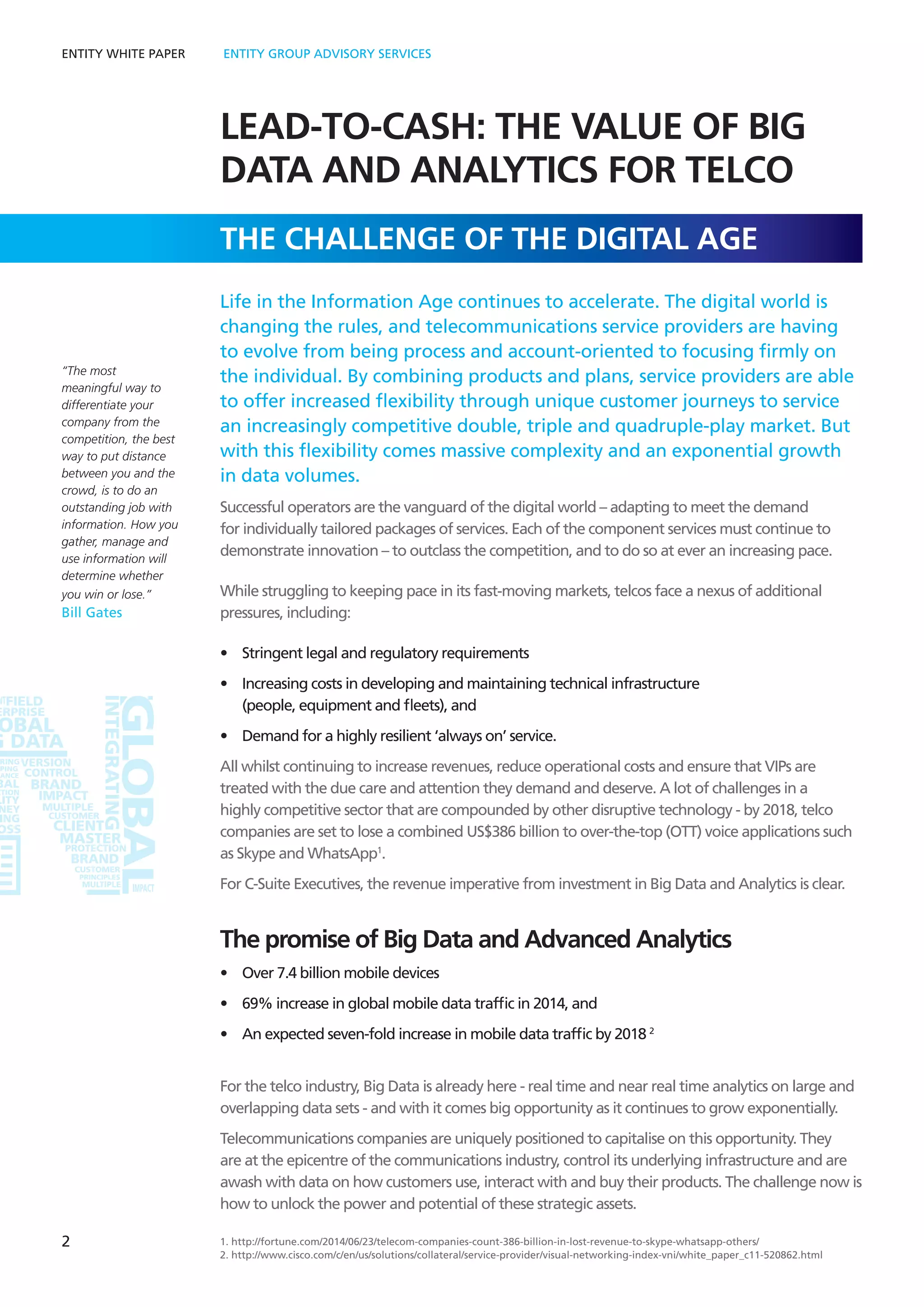 Lead to Cash: The Value of Big Data and Analytics for Telco | PDF