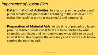 Value of different steps in lesson planning | PPTX