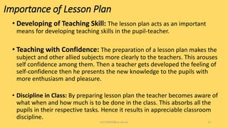 Value of different steps in lesson planning | PPTX