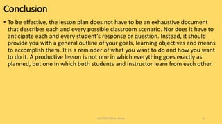 Value of different steps in lesson planning | PPTX