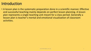 Value of different steps in lesson planning | PPTX