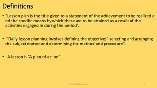 Value of different steps in lesson planning | PPTX