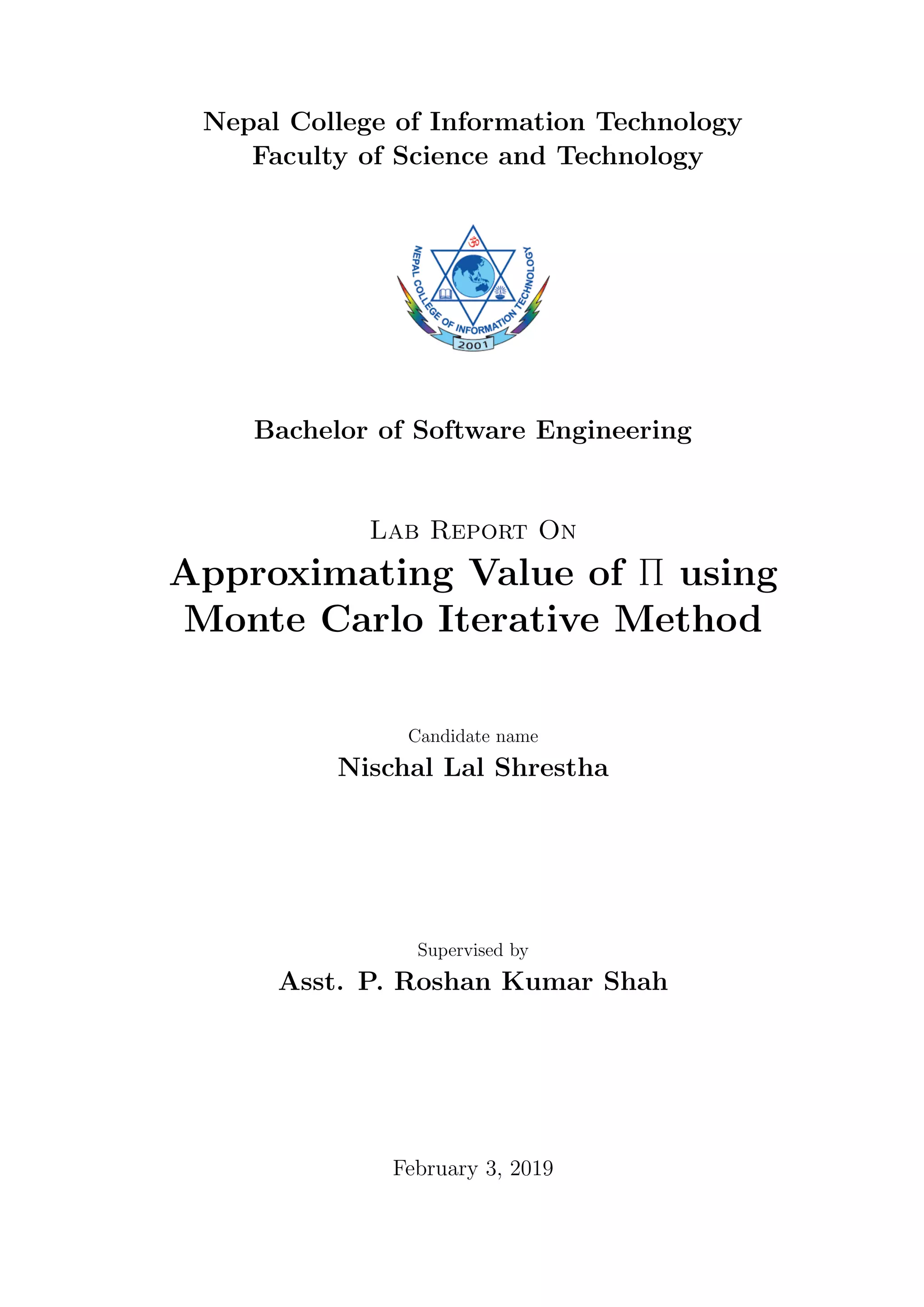 Approximating Value Of PiΠ Using Monte Carlo Iterative Method Pdf 3473