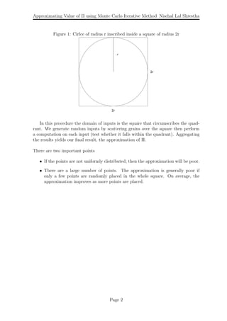 Approximating Value of pi(Π) using Monte Carlo Iterative Method | PDF ...
