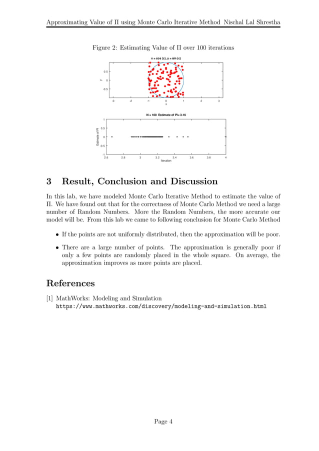 Approximating Value Of PiΠ Using Monte Carlo Iterative Method Pdf Physics Science