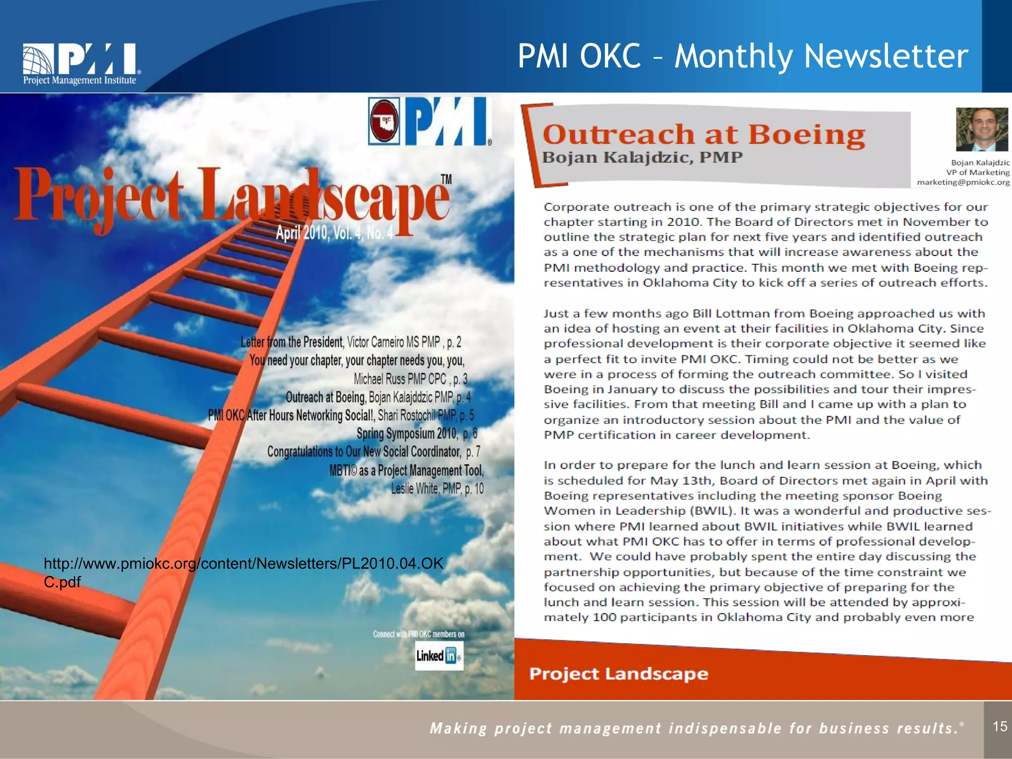 Outreach at Boeing - Value of Project Managmenet for Organization | PPT