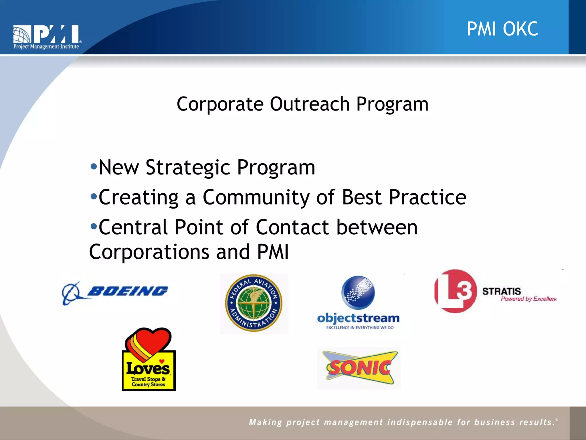 Outreach at Boeing - Value of Project Managmenet for Organization | PPT