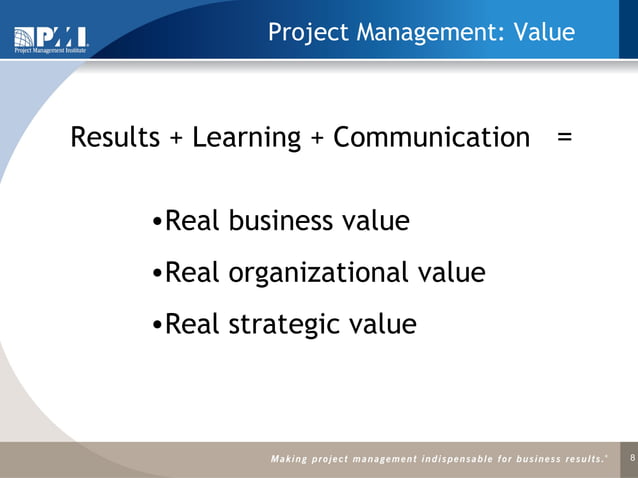 Outreach at Boeing - Value of Project Managmenet for Organization | PPT