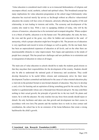 Value oriented education published journal By kattalimuj | PDF ...