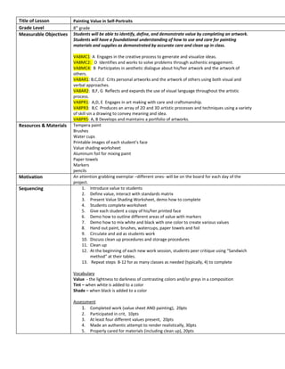 Value Painting Lesson Plan | DOC | Painting | Arts and Crafts