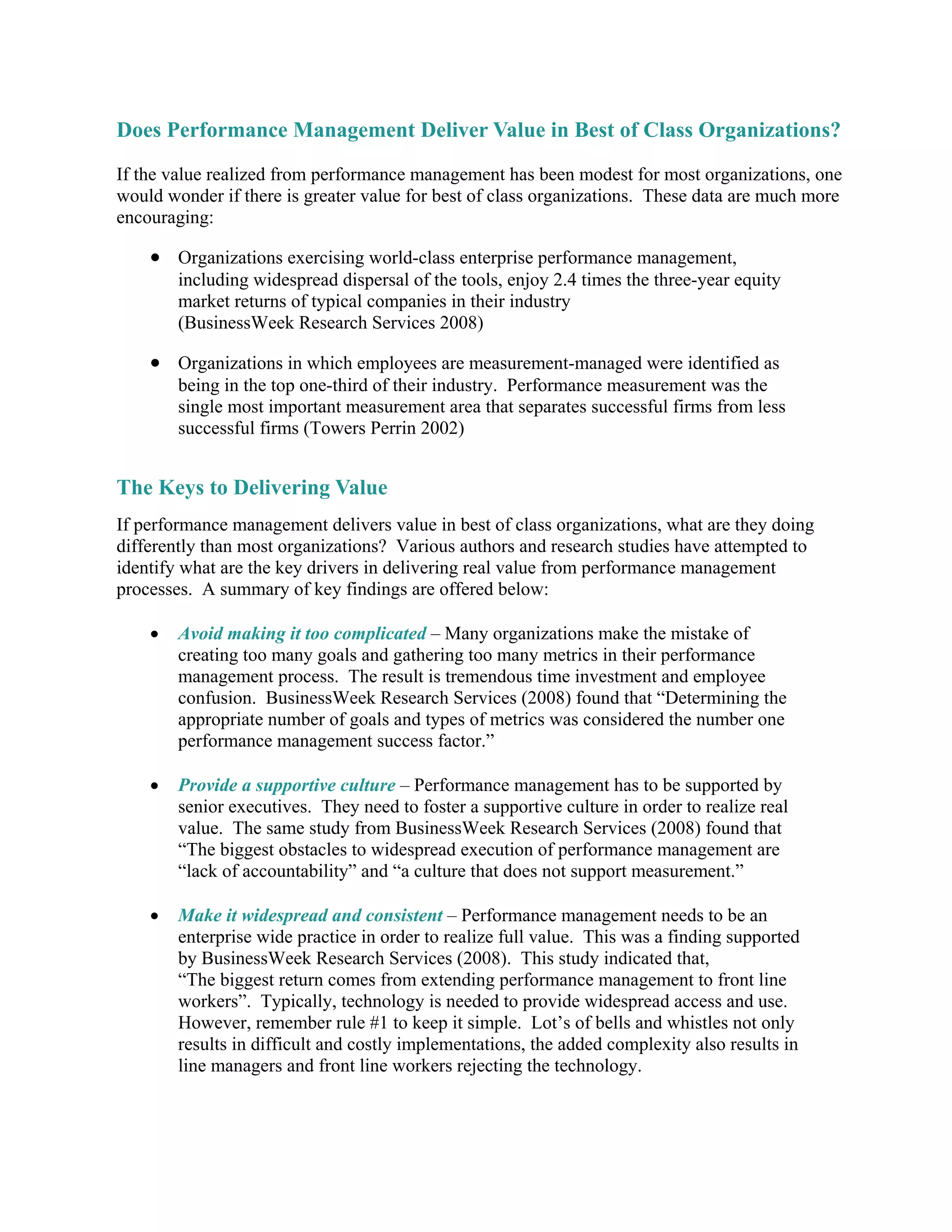 Value Promise Of Performance Management | PDF