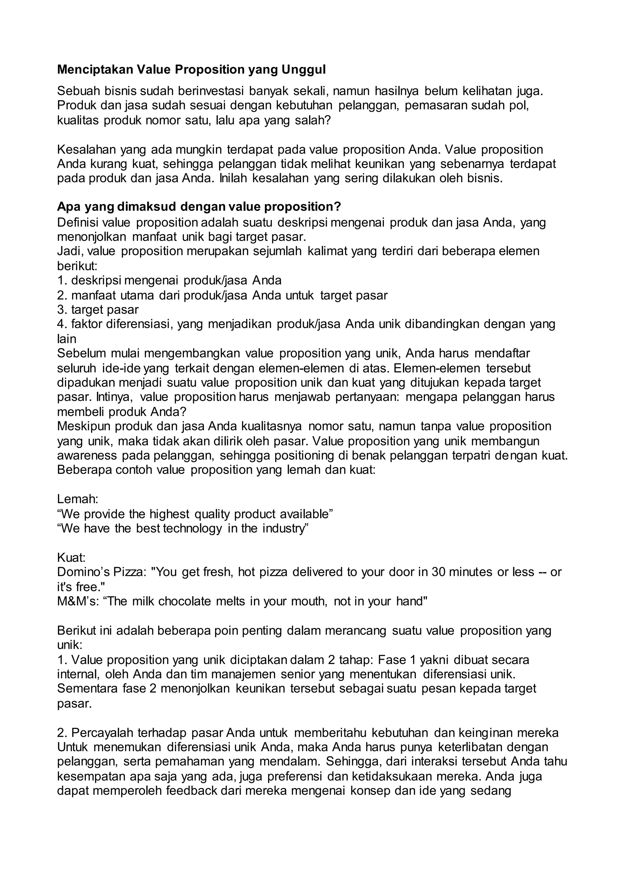 Value proposition | PDF