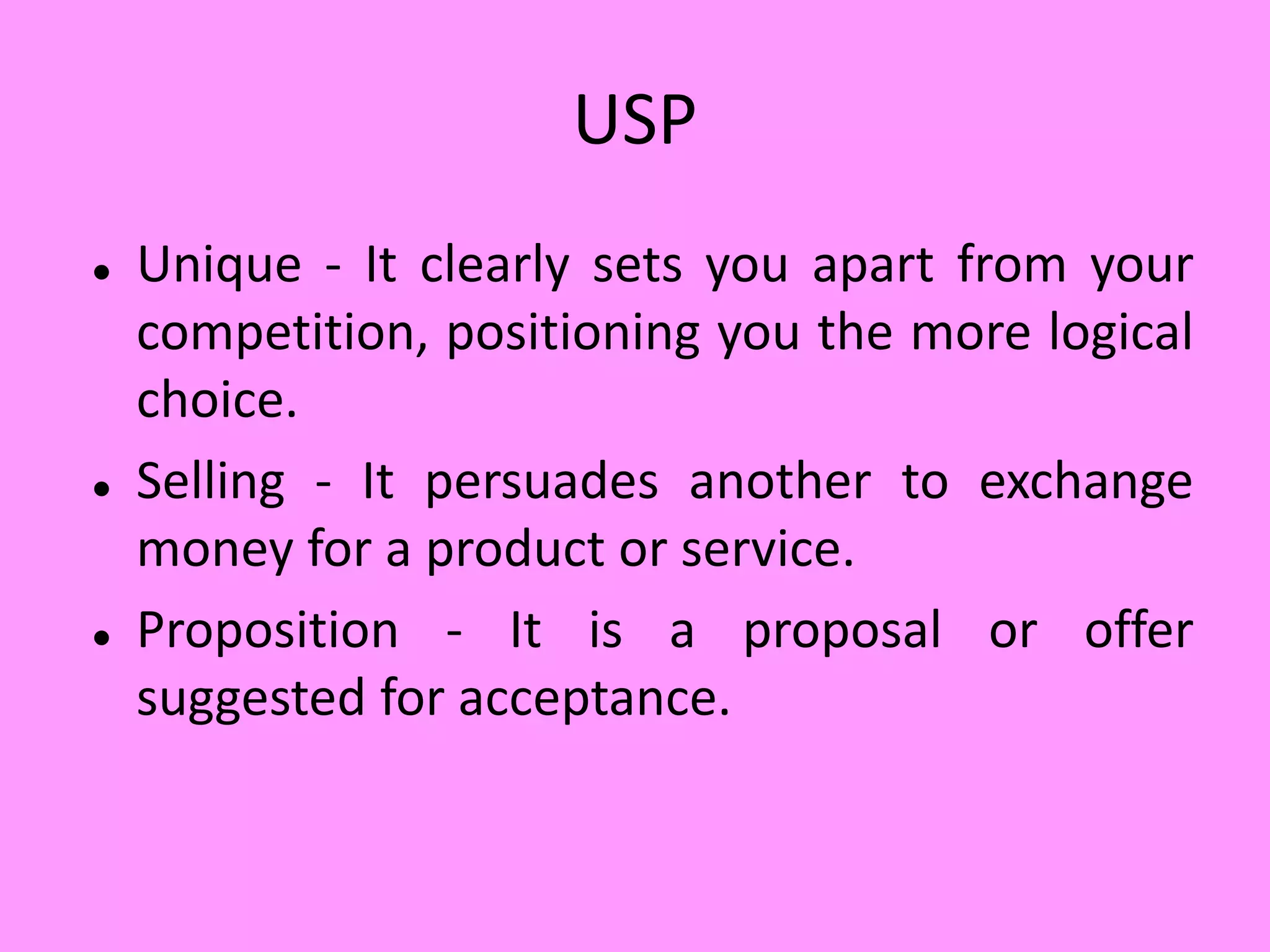 Value proposition & usp | PPTX