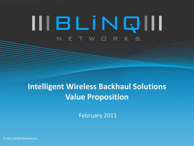 Intelligent Wireless Backhaul Solutions | PPT