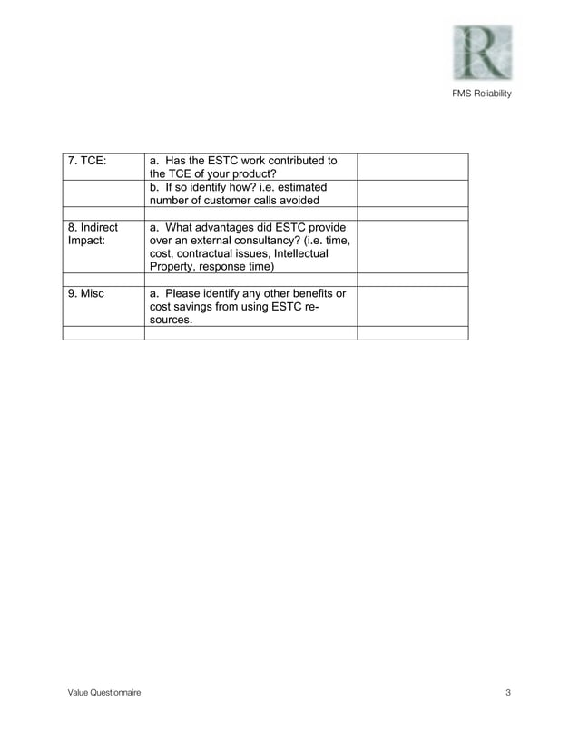 Value questionnaire | PDF