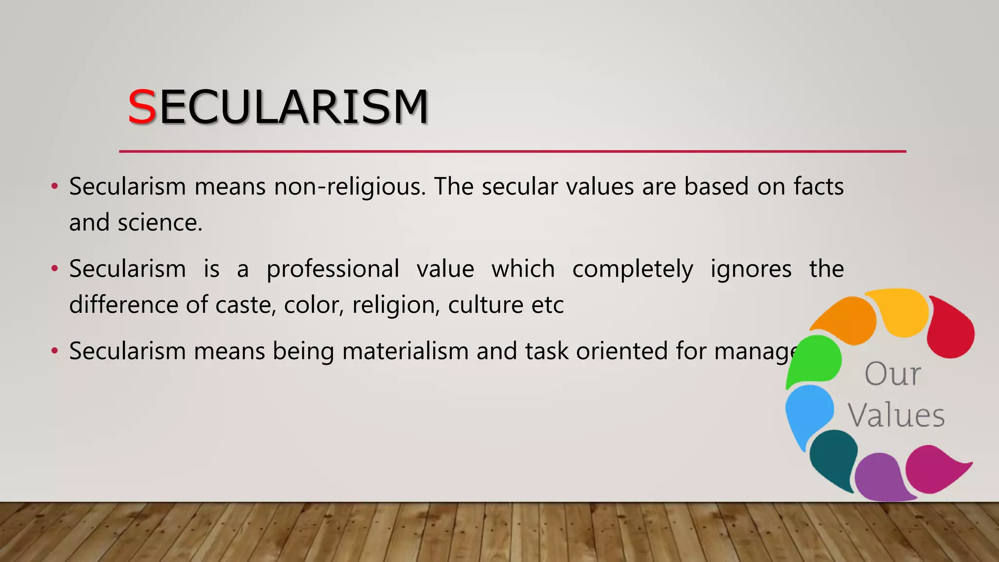 SPIRITUAL& SECULAR VALUES | PPTX