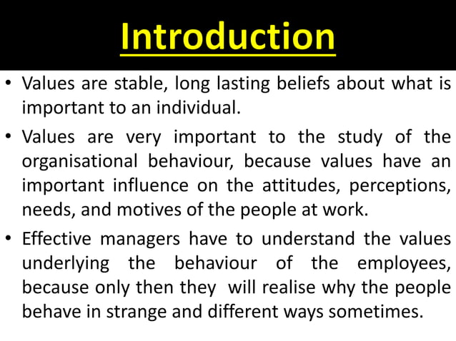 Values - Organisational Behaviour | PPTX | Business | Business and Finance