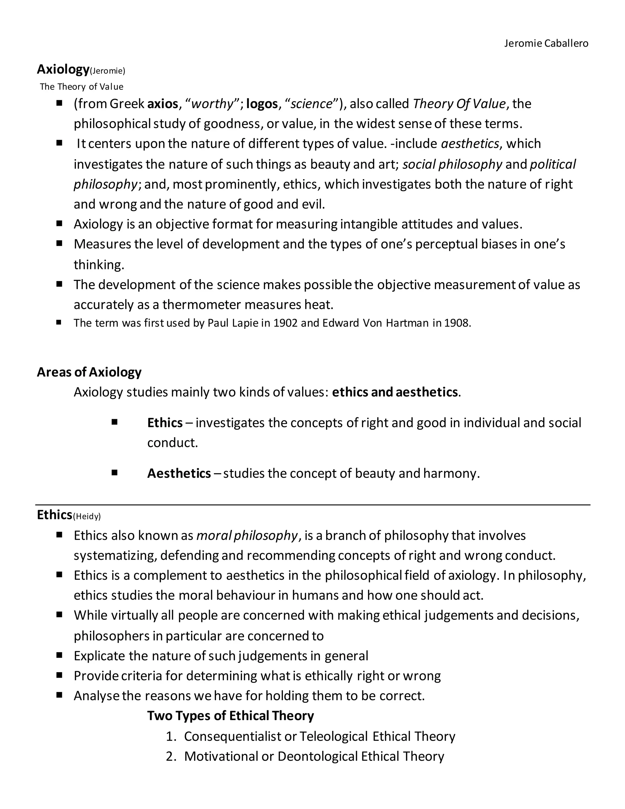 Values - Axiology | DOCX | Religion & Spirituality