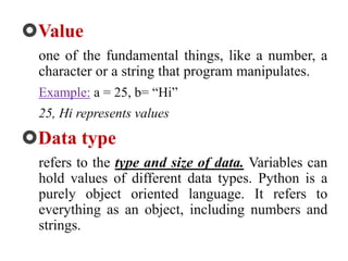 Values and Data types in python | PPT