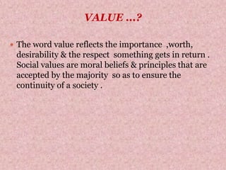 Social values and Value Education ( Human values and Value education ...