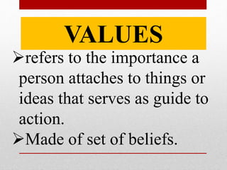 VALUES, ATTITUDES PPT REPORT IN EDUC 203.pptx