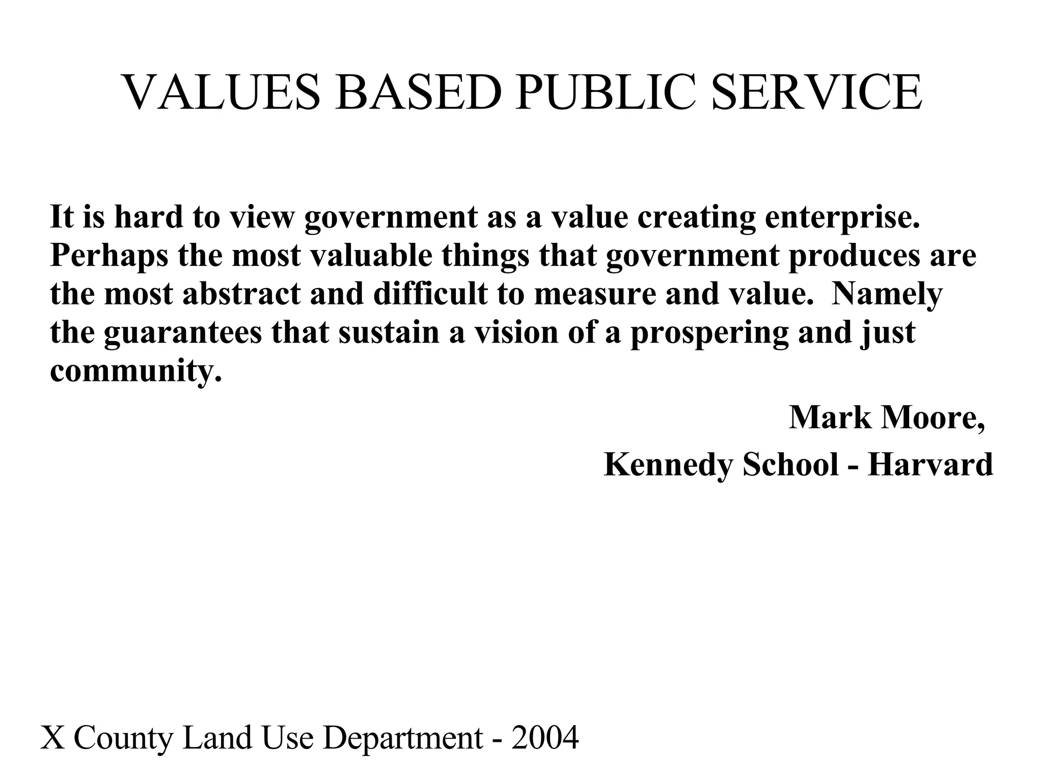Values Based Public Service | PPT