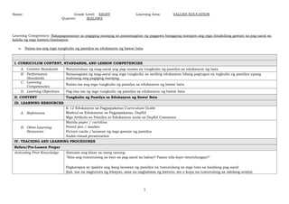 Values Education-8-Sample-DLL-Detailed Lesson Plan Template-Revised K ...