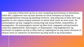 Values education PPt week 1 isip at kilos loob | PPTX