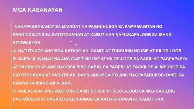 Values education PPt week 1 isip at kilos loob | PPTX