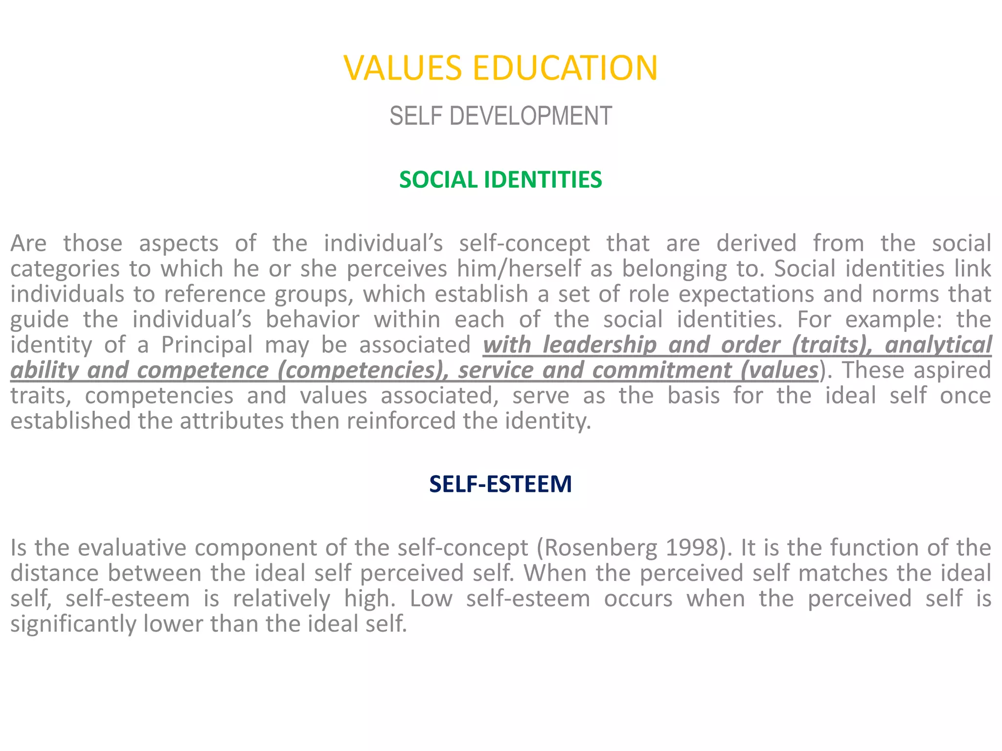 Values education personhood development lecture 2 | PPTX