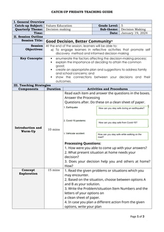 lesson plan in values education week two | PDF