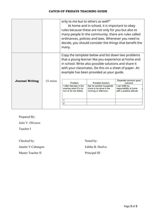 lesson plan in values education week two | PDF