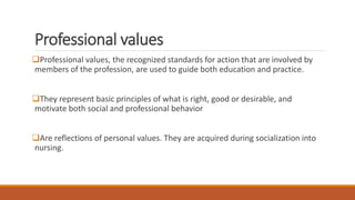 Value Set , professional values, value conflicts | PDF