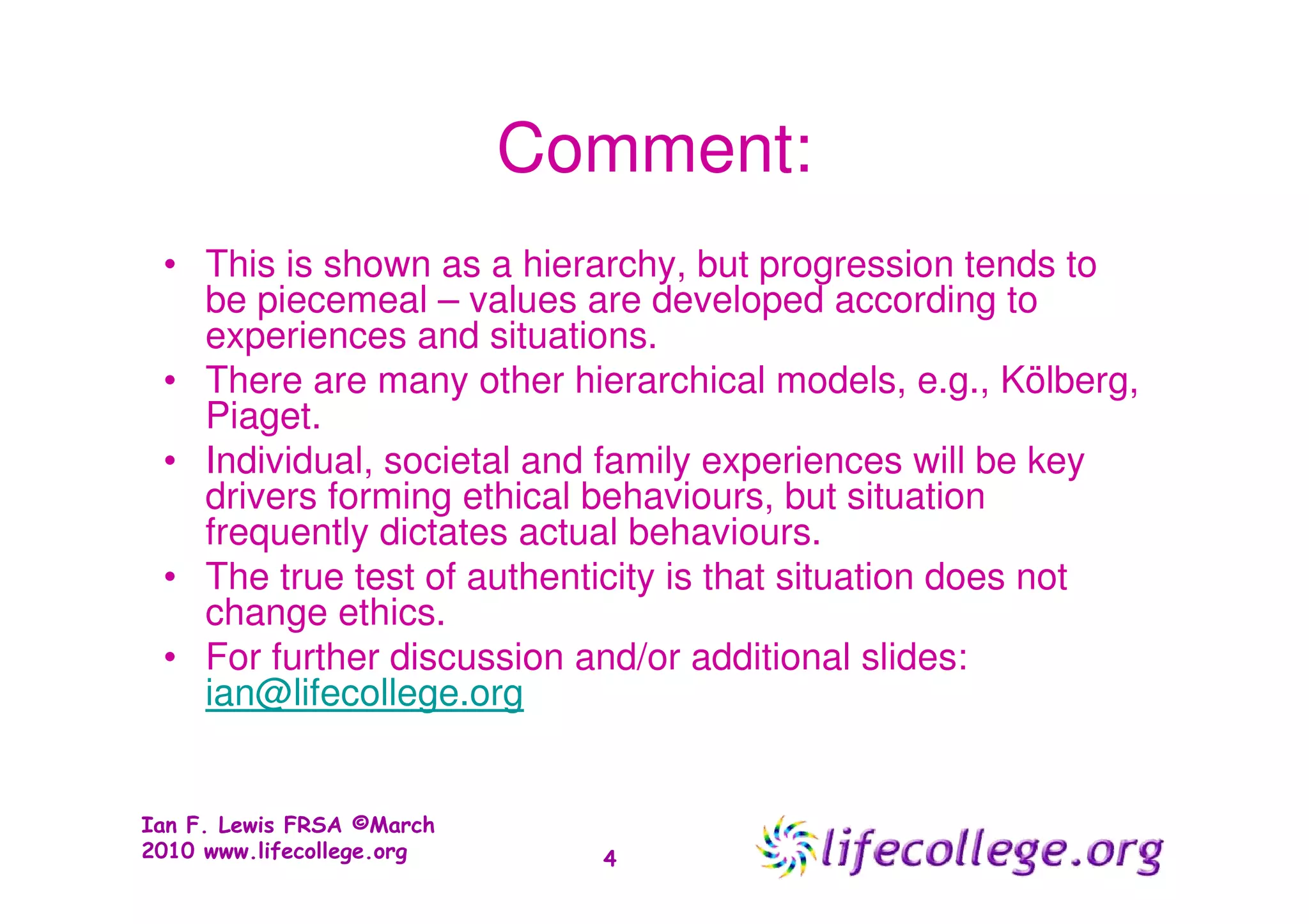 Values, Ethics, Beliefs, Morality: Leading a Full Life - Ian F Lewis ...