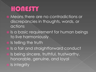 (Values) Honesty and Courage | PPTX