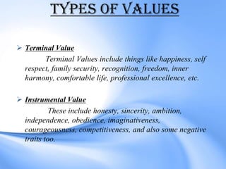 Values in management of organisation | PPTX