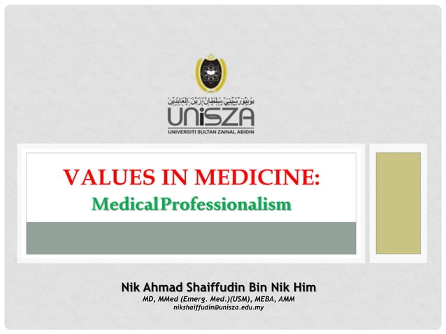 Values in Medicine Professionalism.ppt | Professional School ...