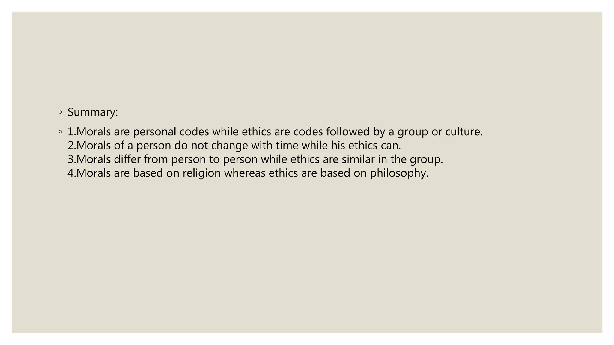 Values, morals and ethics | PPTX