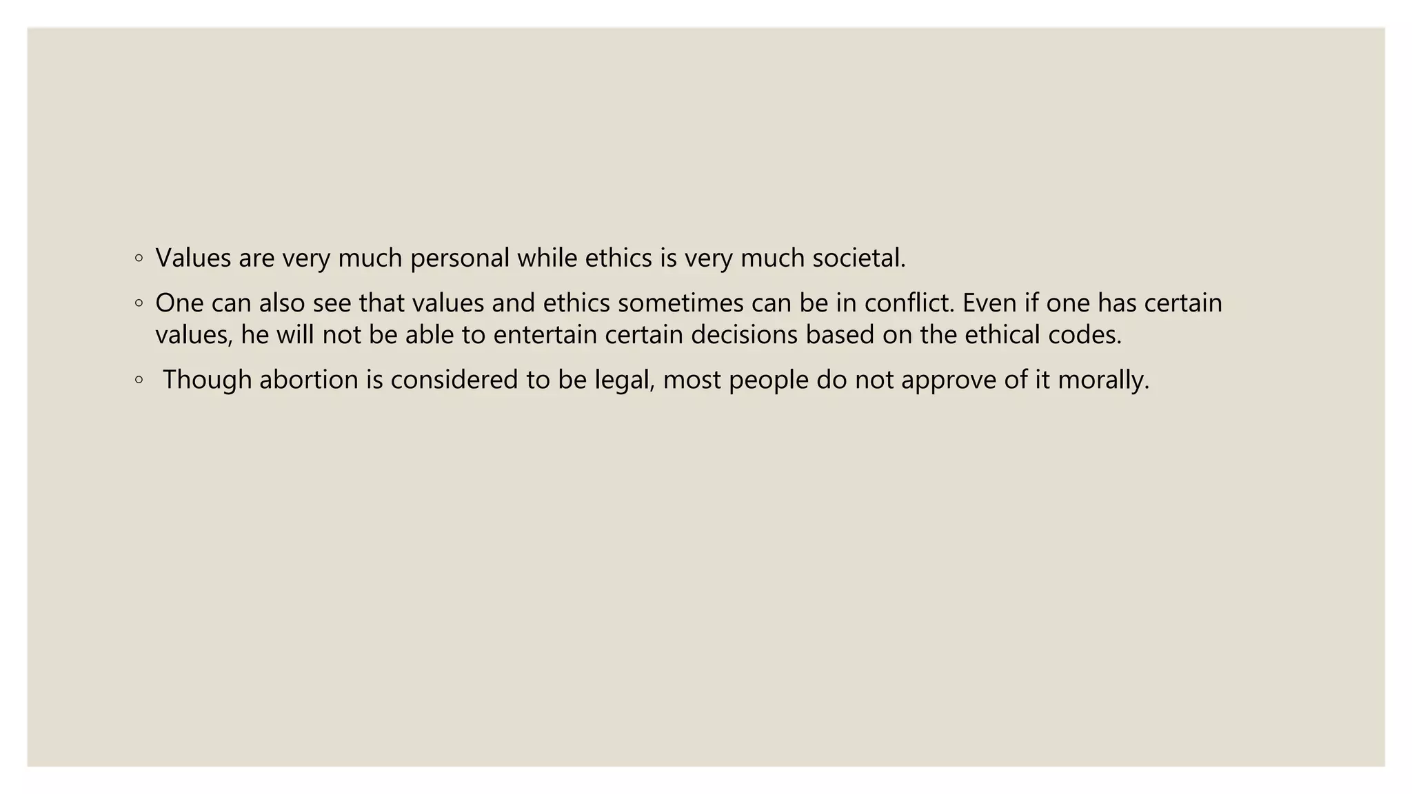 Values, morals and ethics | PPTX