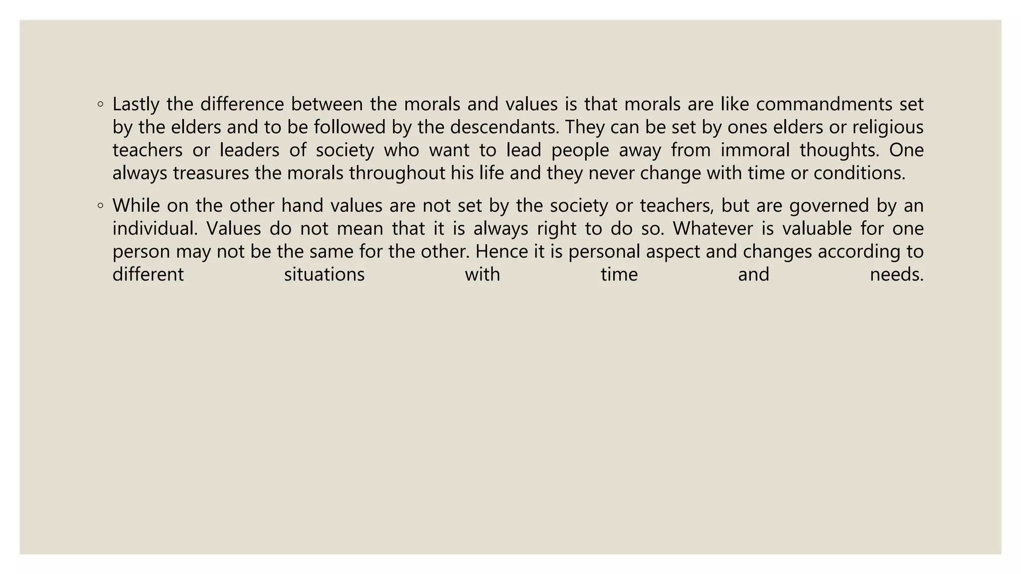 Values Morals And Ethics Pptx