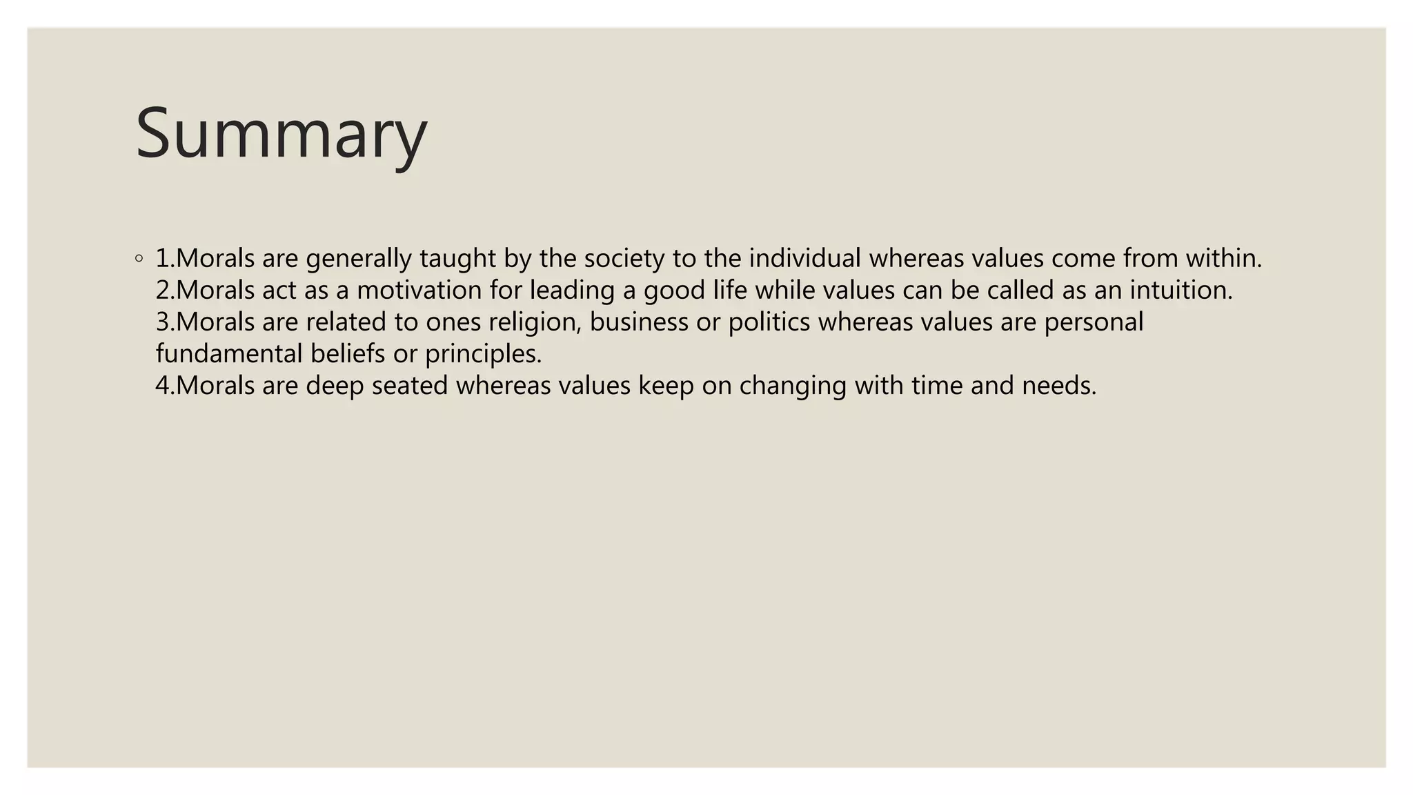 Values, morals and ethics | PPTX