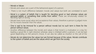 Values, morals and ethics | PPTX