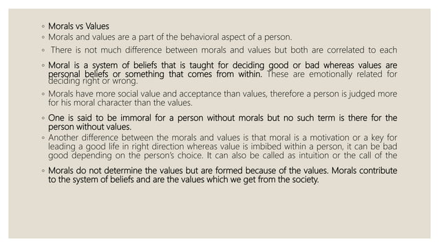 Values, morals and ethics | PPTX | Religion & Spirituality