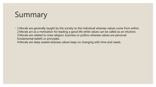 Values, morals and ethics | PPTX